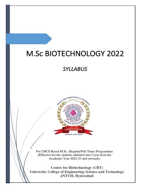 Msc Biotechnology Syllabus Jntuh Pdf Gene Cell Culture