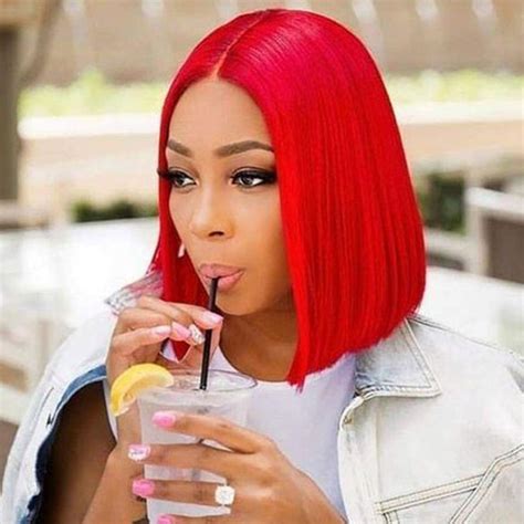Red Bob Wig Straight 13x4 Lace Front Human Hair Wig Natural Hairline B