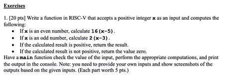 Solved Exercises A Pts Write A Function In RISC V Chegg