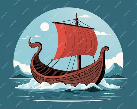 Viking Ship Vector Illustration In A Flat Style Ai Generative Premium