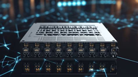 a focused image of a network switch with multiple ports showcasing the