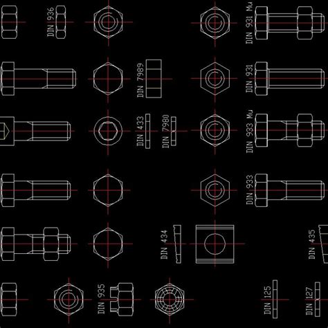 Screws Several Measures Din Dwg Block For Autocad • Designs Cad