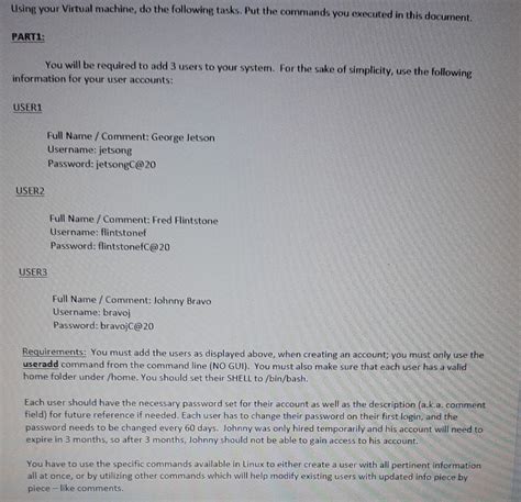Solved Using Your Virtual Machine Do The Following Tasks