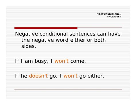 First Conditional Negative Form Examples Design Talk