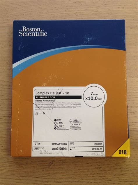 New Boston Scientific 312044 Complex Helical 18 Pushable Coil Fibered Platinum Coil 7mm X 10