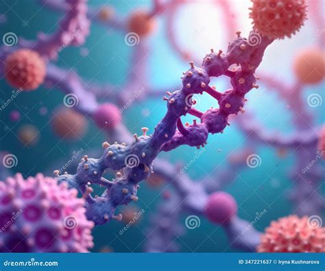 Colorful 3d Model Shows Dna Structure Many Different Colored Cells Around Microbiology Science