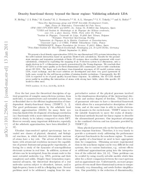 Pdf Density Functional Theory Beyond The Linear Regime Validating An Adiabatic Local Density