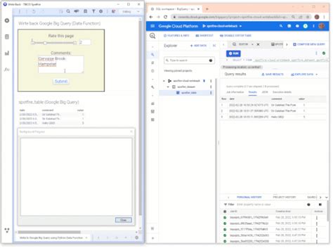 Write Back To Google Big Query From Spotfire Using Python Data Function