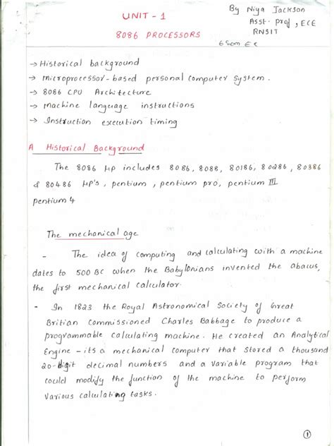 Unit 1 Notes Microprocessor 6thsem Vtu Pdf
