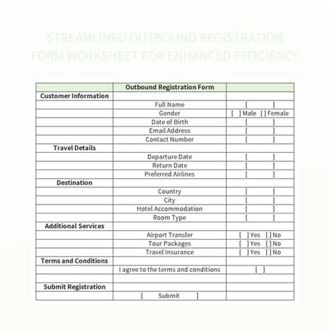 Streamlined Outbound Registration Form Worksheet For Enhanced