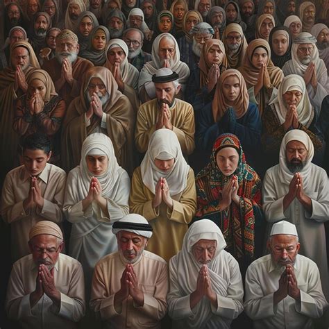 Eid Aladha Prayer Scene Capturing Solemnity Premium Ai Generated Image