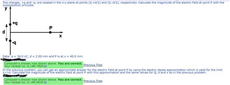 Solved Two Charges Q And −q Are Located In The X−y Plane