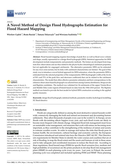 Pdf A Novel Method Of Design Flood Hydrographs Estimation For Flood