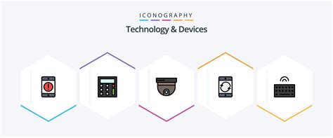 Devices 25 Filledline Icon Pack Including Hardware Devices Cam Device Arrow 19217861 Vector