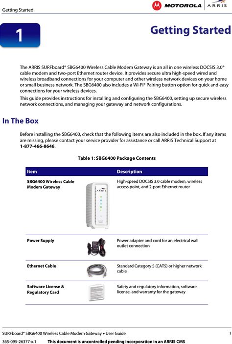 Arris Group Sbg Port Docsis Gateway User Manual Wireless Cable Modem Gateway