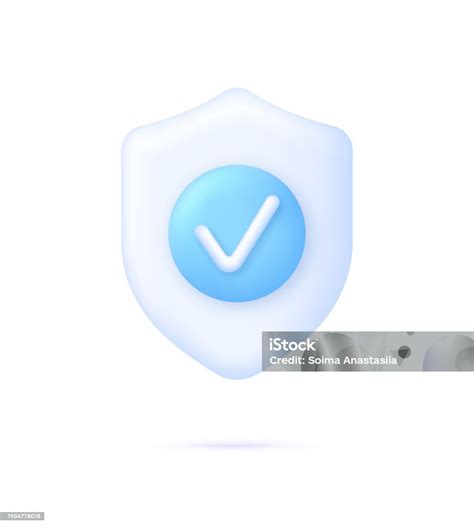 3d 방패 및 확인 표시 아이콘입니다 안전 및 보안 개념 결제 보호 기능이 있는 보안 방패 아이콘 3차원 형태에 대한 스톡 벡터