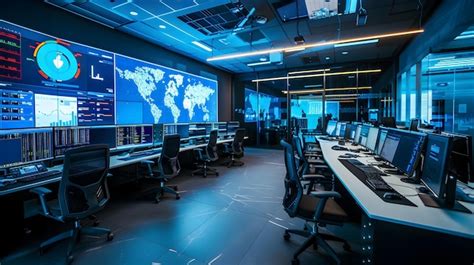 Hightech Security Center Monitoring Realtime Cybersecurity Threats Premium Ai Generated Image
