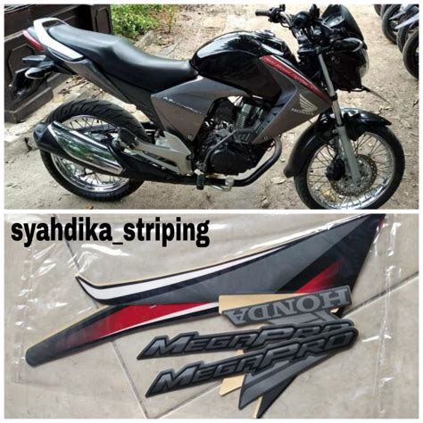 Jual Stiker Striping Lis Body Honda Megapro Mono 2010 Hitam Abu Abu