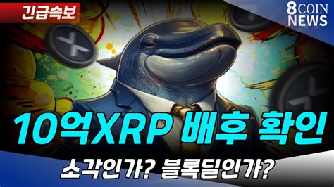 리플 긴급속보 10억 Xrp 배후 확인 소각인가 블록딜인가 Youtube