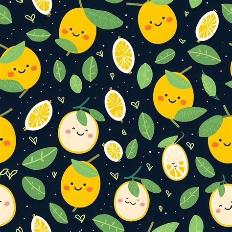 Premium Photo Seamless Cutie Lemon Pattern