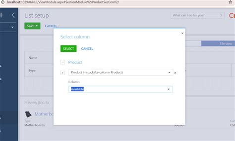 the available field is not displayed in the select fields to display