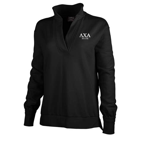 Lambda Chi Black Embroidered Mom Sweatshirt Campus Classics