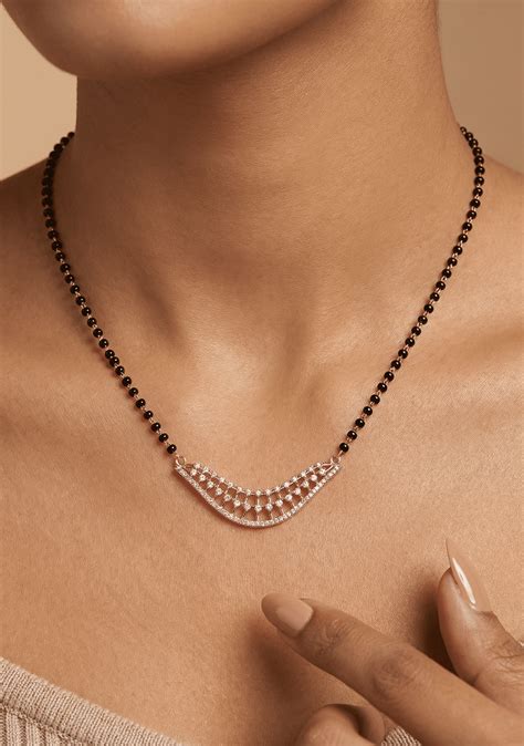 Net Pattern Rose Gold Mangalsutra Kaushalya Art Jewellery