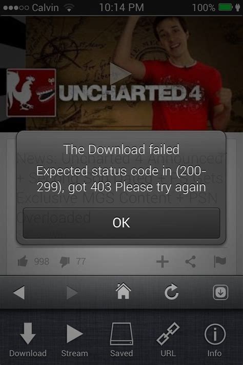 why am i getting this error code when trying to download a video