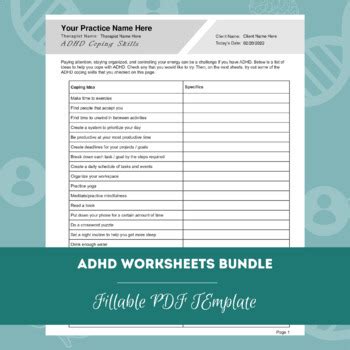 Adhd Worksheets Editable Fillable Printable Pdfs Therapybypro Hot Sex Picture