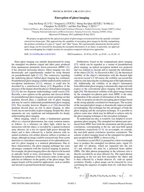 Pdf Encryption Of Ghost Imaging