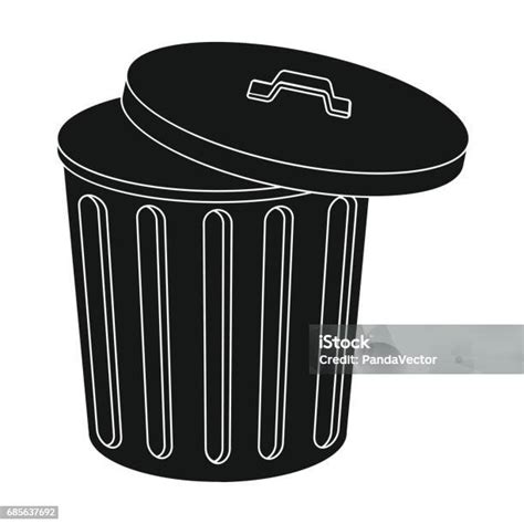 흰색 배경에 고립 된 검은 스타일에서 휴지통 아이콘입니다 쓰레기와 쓰레기 기호 스톡 벡터 일러스트입니다 0명에 대한 스톡 벡터 아트 및 기타 이미지 Istock