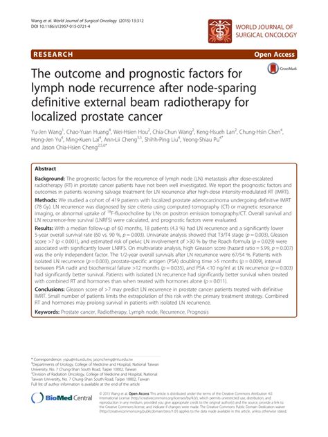 Pdf The Outcome And Prognostic Factors For Lymph Node Recurrence After Node Sparing Definitive