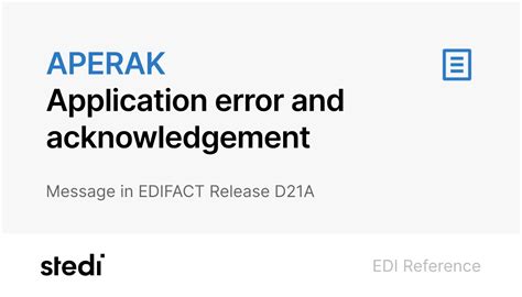 Edi Edifact Release D21a Aperak Application Error And Acknowledgement