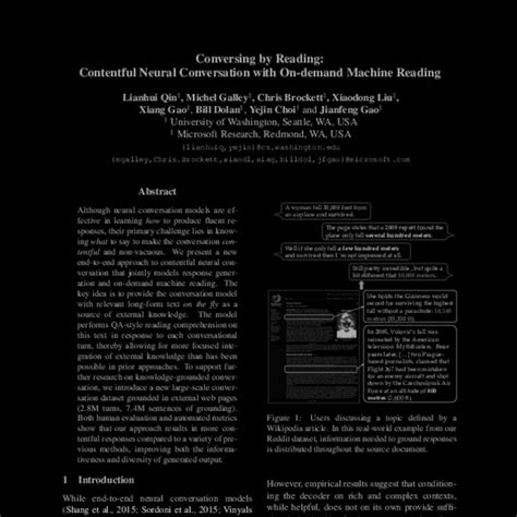 Conversing By Reading Contentful Neural Conversation With On Demand