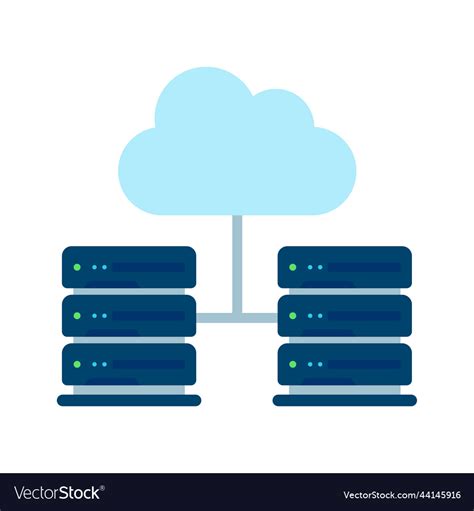 Database Server Data Storage Technology On Cloud Vector Image