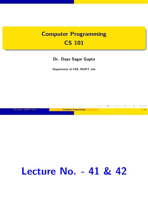 Cs101 20 21 Rgipt L41 42 Pdf Computer Science Information