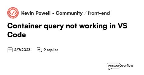 Container Query Not Working In Vs Code Kevin Powell Community