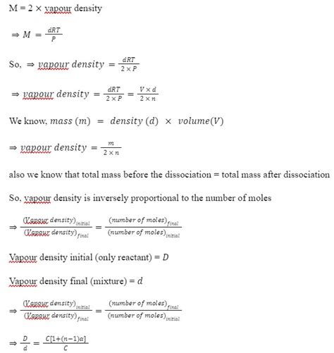 Vapour Density Definition Formula And Degree Of Dissociation Aesl