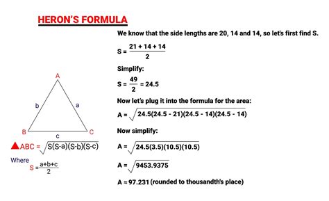 Premium Vector Herons Formula To Find The Area Of A Triangle On Isolated Background Vector