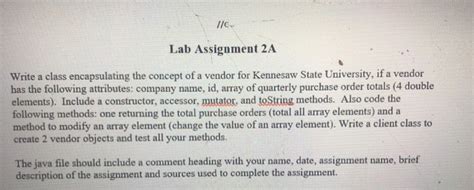 Solved C Lab Assignment 2a Write A Class Encapsulating