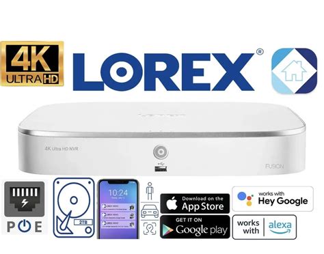 Lorex N843A82 Fusion 4K HD 8CH NVR 2TB Smart Security Video Camera Network Getzella Com