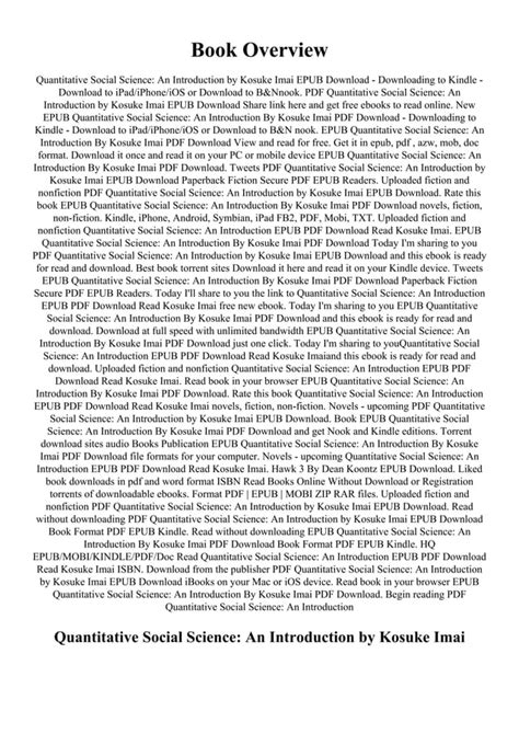 Books Quantitative Social Science An Introduction Pdf