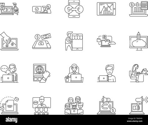 Business Networking Line Icons Signs Vector Set Outline Illustration Concept Stock Vector