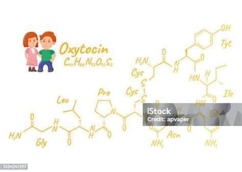 인간 호르몬 옥시토신 개념 화학 골격 공식 아이콘 레이블 텍스트 글꼴 벡터 일러스트레이션 흰색에 격리 주기적인 요소 테이블입니다 개념에 대한 스톡 벡터 아트 및 기타 이미지