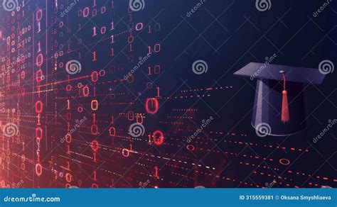 A Graduation Cap Cast Against A Backdrop Of Glowing Binary Code