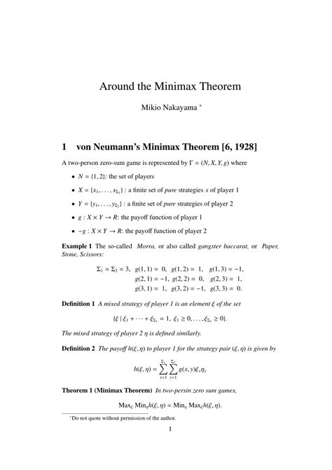 Pdf Around The Minimax Theorem
