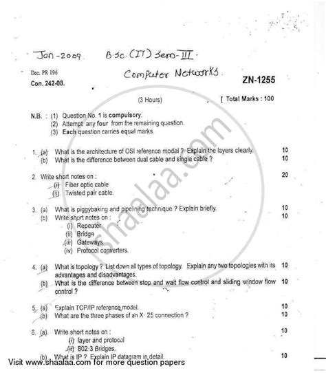 Computer Networks 2009 2010 Bsc It Information Technology Idol