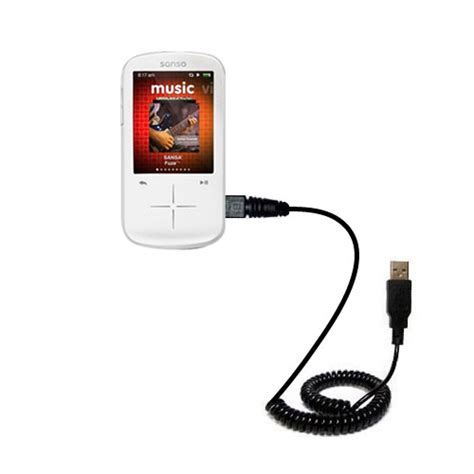 Coiled Power Hot Sync Usb Cable Suitable For The Sandisk Sansa Fuze Plus With Both Data And