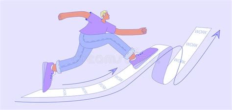 Flat Vector Illustration Of Character Running On Work Progress Path