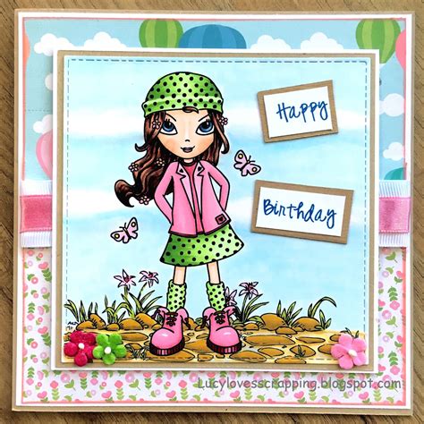 Lucy Loves Scrapping Outdoors Birthday Girl Card Little Miss Muffet Image